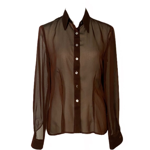 Max Studio | Tops | Max Studio See Through Button Up Long Sleeve Blouse ...